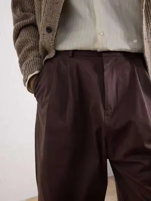 SAGE NATION Zushi Wide-leg Pleated Cotton-blend Trousers