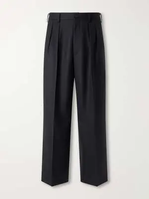 Comme Des Garçons Wide-leg Pleated Wool Trousers - Black