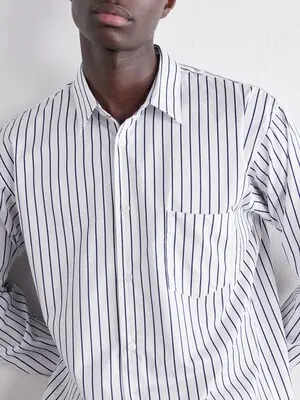 Comme Des Garçons Striped Cotton-poplin Shirt - White