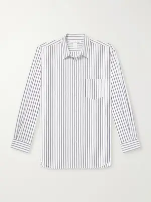 Comme Des Garçons Striped Cotton-poplin Shirt - White