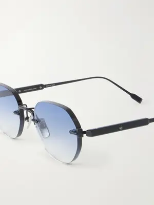 SATO Terebellum I Titanium Round-frame Sunglasses - Black