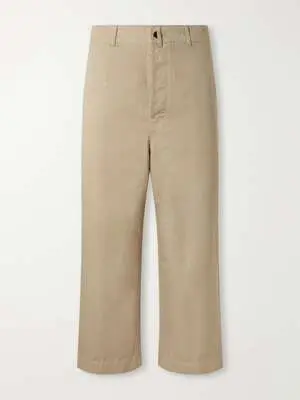 Junya Watanabe Straight-leg Garment-dyed Cotton-gabardine Trousers - Beige