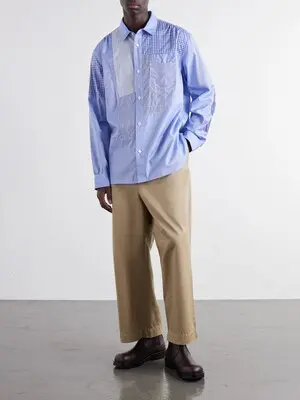 Junya Watanabe Straight-leg Garment-dyed Cotton-gabardine Trousers