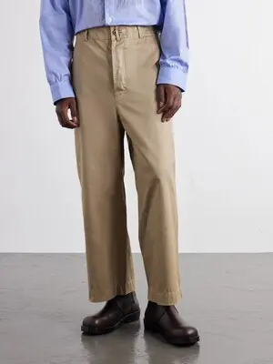 Junya Watanabe Straight-leg Garment-dyed Cotton-gabardine Trousers