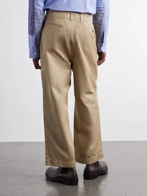 Junya Watanabe Straight-leg Garment-dyed Cotton-gabardine Trousers