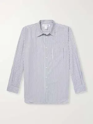 Comme Des Garçons Striped Cotton-poplin Shirt - Blue