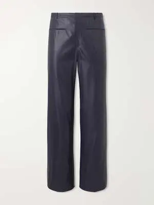 Gucci Straight-leg Coated Stretch-wool Trousers - Navy