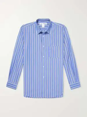 Comme Des Garçons Striped Cotton-poplin Shirt - Blue