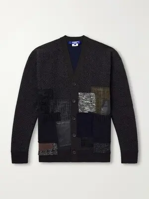 Junya Watanabe Patchwork Wool-blend Cardigan - Blue