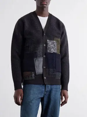 Junya Watanabe Patchwork Wool-blend Cardigan - Blue