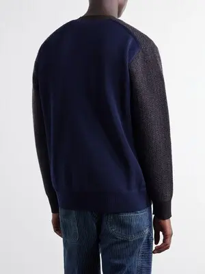 Junya Watanabe Patchwork Wool-blend Cardigan - Blue