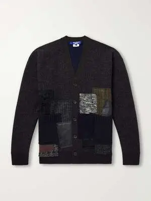 Junya Watanabe Patchwork Wool-blend Cardigan - Navy