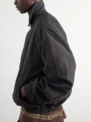 Comme Des Garçons Crinkled Striped Herringbone Jacket