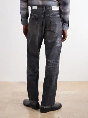 NEIGHBORHOOD Savage Straight-leg Distressed Embroidered Jeans - Black