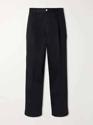 HUMAN MADE Tapered Pleated Cotton-canvas Trousers - Black