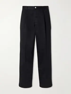 HUMAN MADE Tapered Pleated Cotton-canvas Trousers - Black