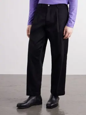 HUMAN MADE Tapered Pleated Cotton-canvas Trousers