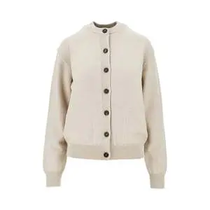 Jacquemus Logo Intarsia Merino Wool Cardigan - Beige