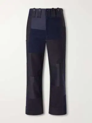 Junya Watanabe Patchwork Straight-leg Paneled Cotton-twill Trousers - Navy