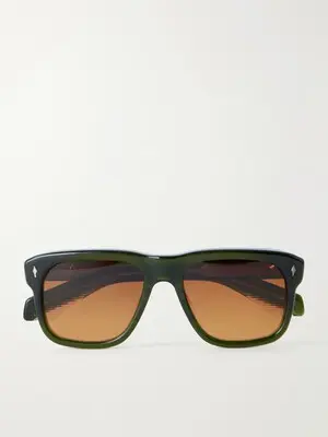 JACQUES MARIE MAGE Jacques Marie Mage - Yves Square-Frame Acetate Sunglasses - Men - Green Green