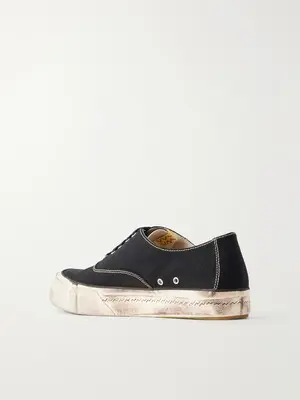 Visvim Logan Distressed Canvas Sneakers - Black