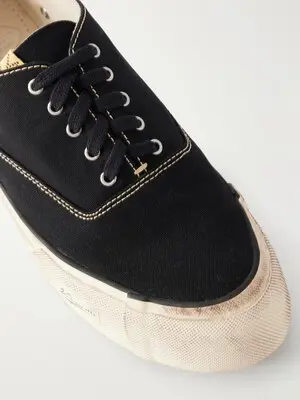 Visvim Logan Distressed Canvas Sneakers - Black