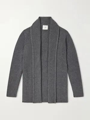 THE ELDER STATESMAN Shawl-collar Cashmere Cardigan - Gray