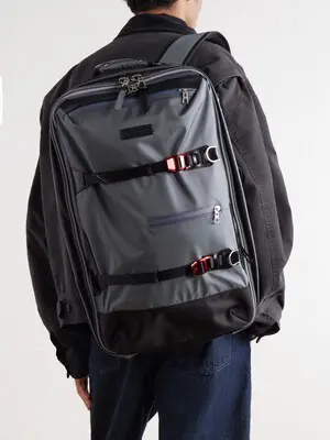 MASTER-PIECE CO Potential 3way Convertible Leather And Canvas-trimmed Cordura® Mastertex Backpack - Gray
