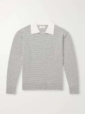MFPEN Charming Striped Wool Polo Sweater - Gray