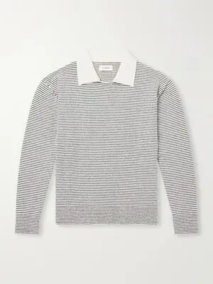 MFPEN Charming Striped Wool Polo Sweater - Gray