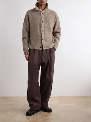 SAGE NATION Wiral Ribbed-knit Wool Cardigan - Neutrals