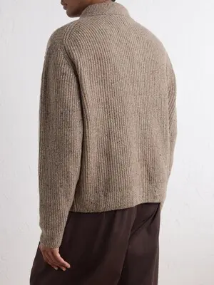 SAGE NATION Wiral Ribbed-knit Wool Cardigan - Neutrals