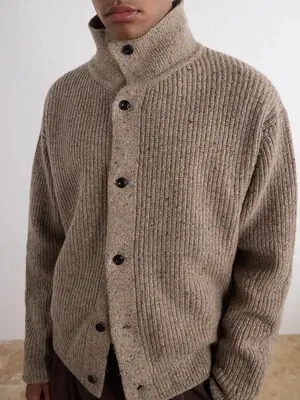 SAGE NATION Wiral Ribbed-knit Wool Cardigan - Neutrals