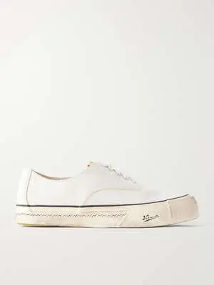 Visvim Logan Distressed Canvas Sneakers - White