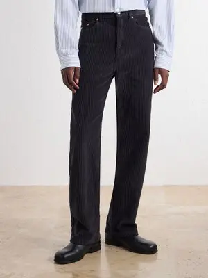 MFPEN Straight-leg Cotton-corduroy Trousers - Black