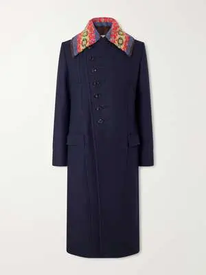 Dries Van Noten Double-breasted Wool-blend Twill Coat - Navy