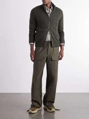 Moncler Logo-appliquéd Wool And Cashmere-blend Zip-up Cardigan