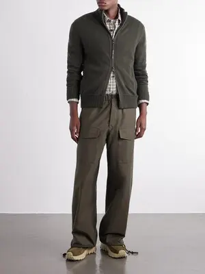 Moncler Logo-appliquéd Wool And Cashmere-blend Zip-up Cardigan