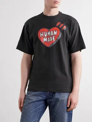 HUMAN MADE Printed Cotton-jersey T-shirt - Black