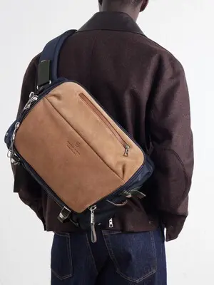 MASTER-PIECE CO Grave Suede And Shell Messenger-bag