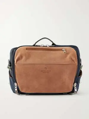MASTER-PIECE CO Grave Suede And Shell Messenger-bag - Navy