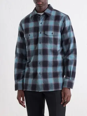 TOM FORD Checked Cotton-flannel Shirt - Blue