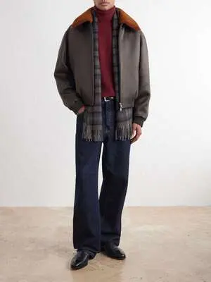 Zegna Shearling-trimmed Wool And Silk-blend Twill Blouson Jacket