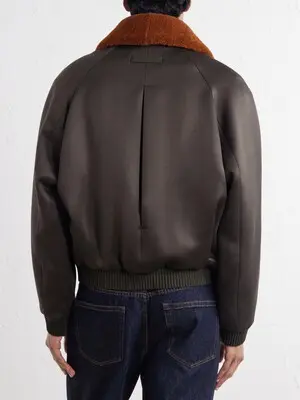 Zegna Shearling-trimmed Wool And Silk-blend Twill Blouson Jacket - Green