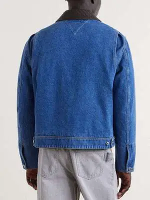 Bottega Veneta Intrecciato Leather-trimmed Denim Jacket