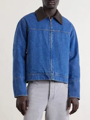 Bottega Veneta Intrecciato Leather-trimmed Denim Jacket