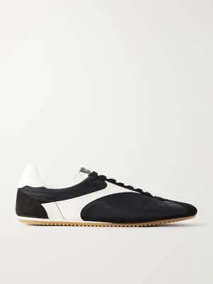 Bottega Veneta Shot Suede And Leather-trimmed Twill Sneakers - Black