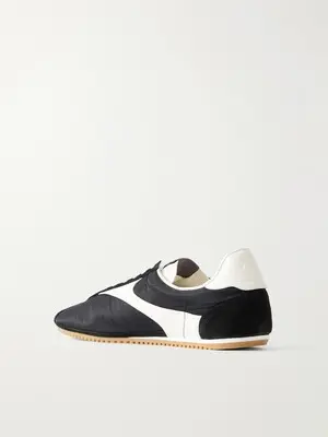 Bottega Veneta Shot Suede And Leather-trimmed Twill Sneakers - Black