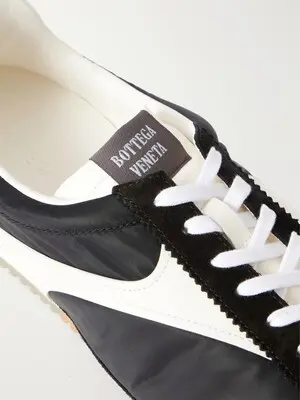 Bottega Veneta Shot Suede And Leather-trimmed Twill Sneakers - Black