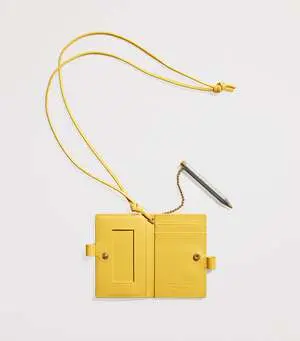 Bottega Veneta Nappa Leather Intrecciato Piccolo Badge Holder - Yellow